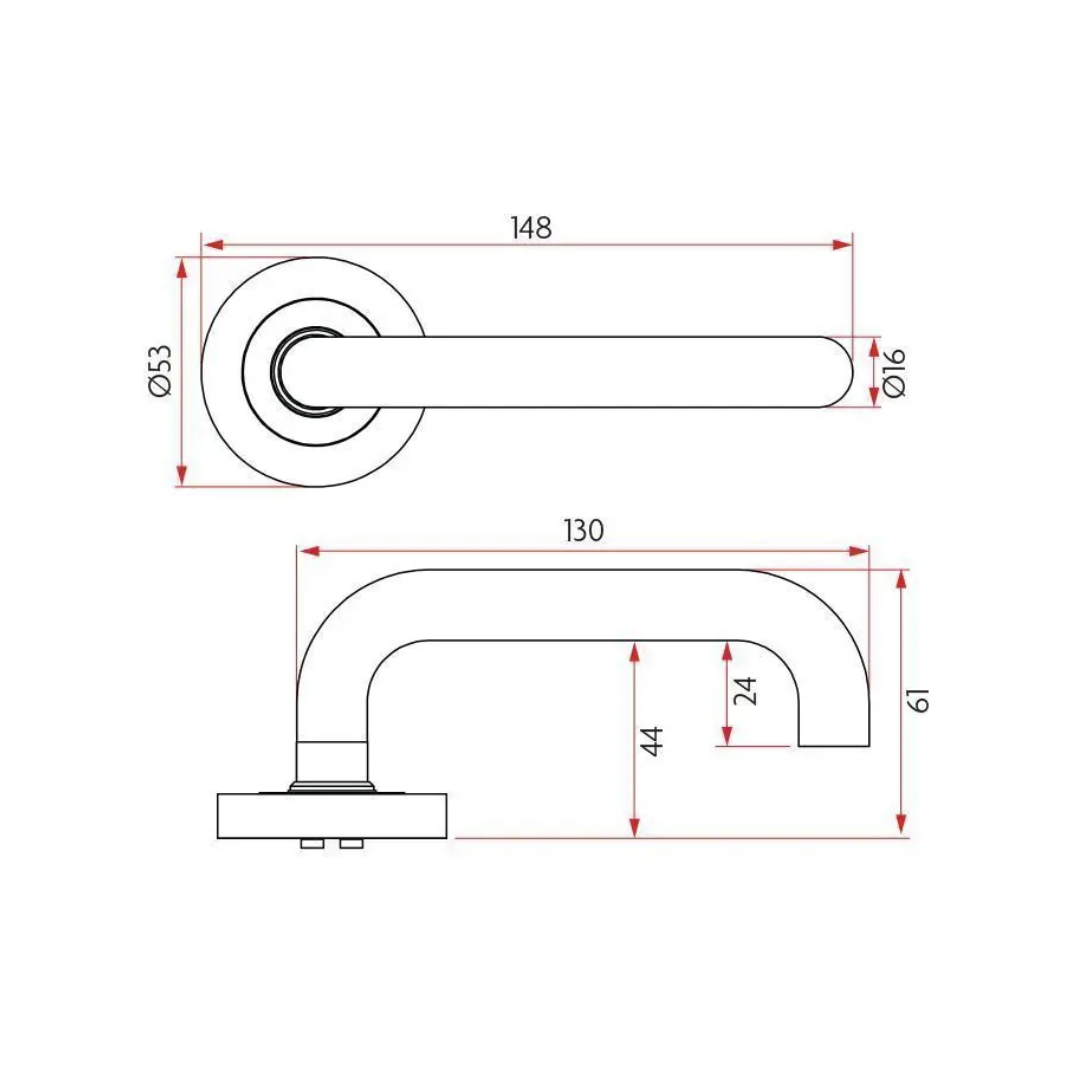 SABRE R53 Series H01 Lever on 53mm Round Rose - Satin Stainless Steel ...