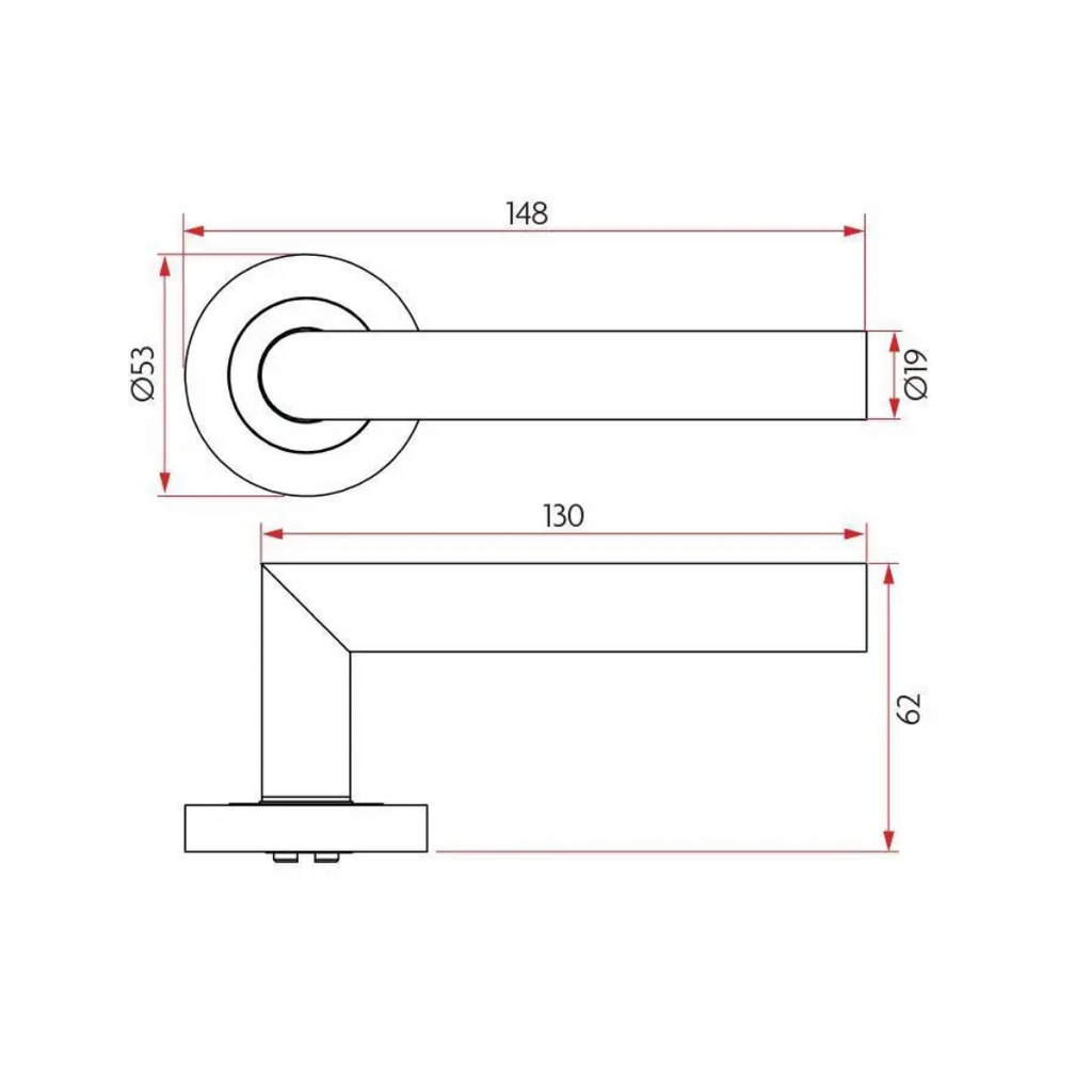 SABRE R53 Series H03 Lever on 53mm Round Rose - Satin Stainless Steel ...