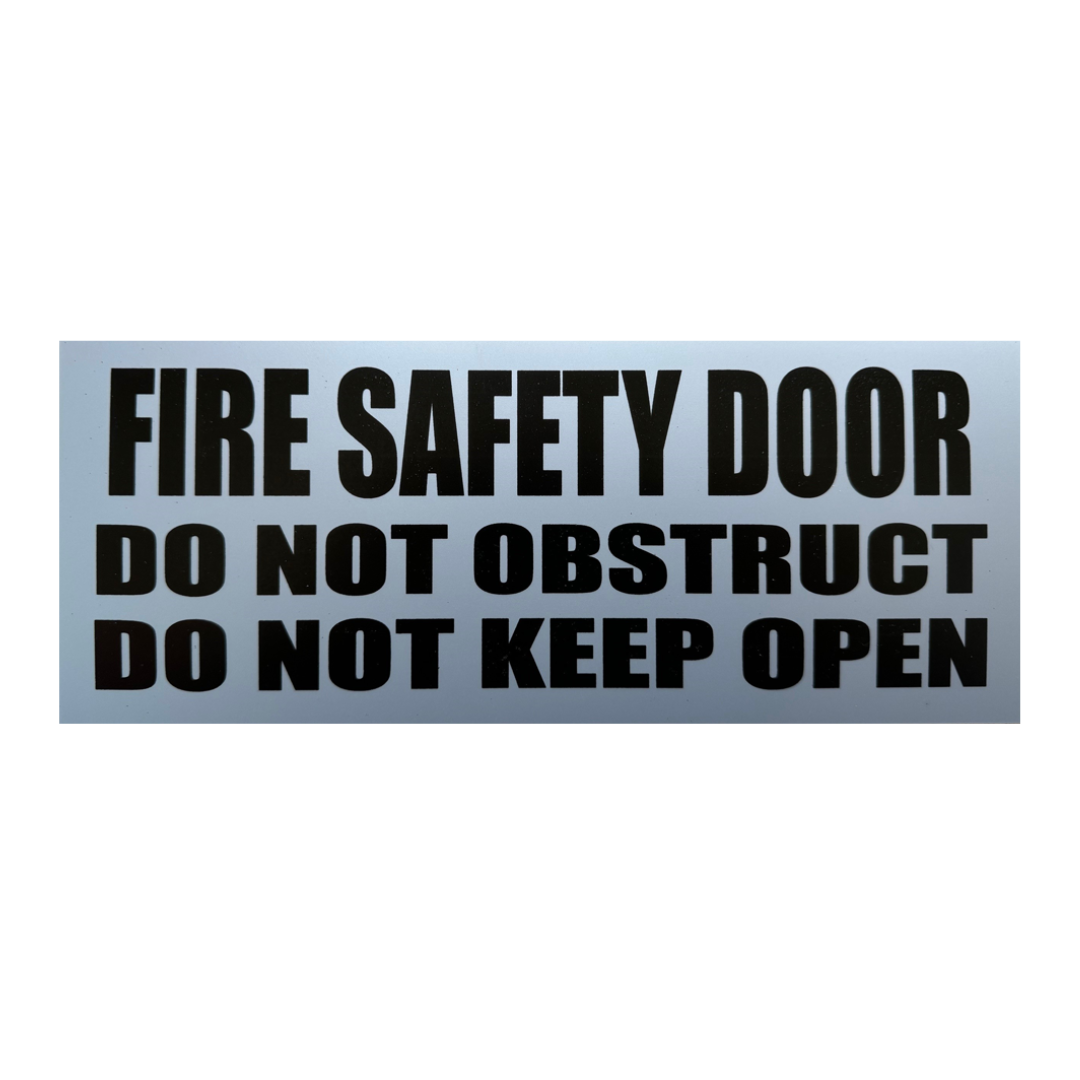 Fire Safety Door Sign - PVC - Black on Silver – Doorpac Australia