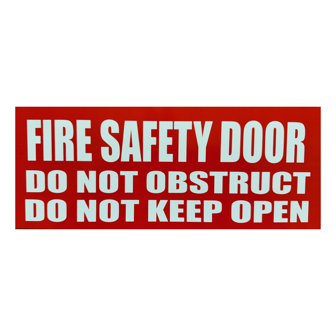 Fire Safety Door Sign - PVC - White of Red – Doorpac Australia